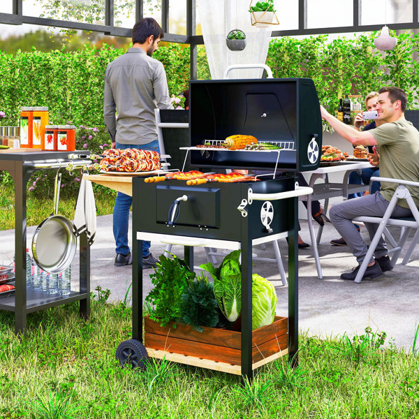 Outsunny Charcoal BBQ Grill, Outdoor Portable Cooker for Camping or Backyard Picnic, Barbecue ...